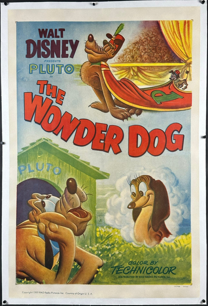 Walt Disney's Pluto The Wonder Dog Vintage US One Sheet (1950 ...