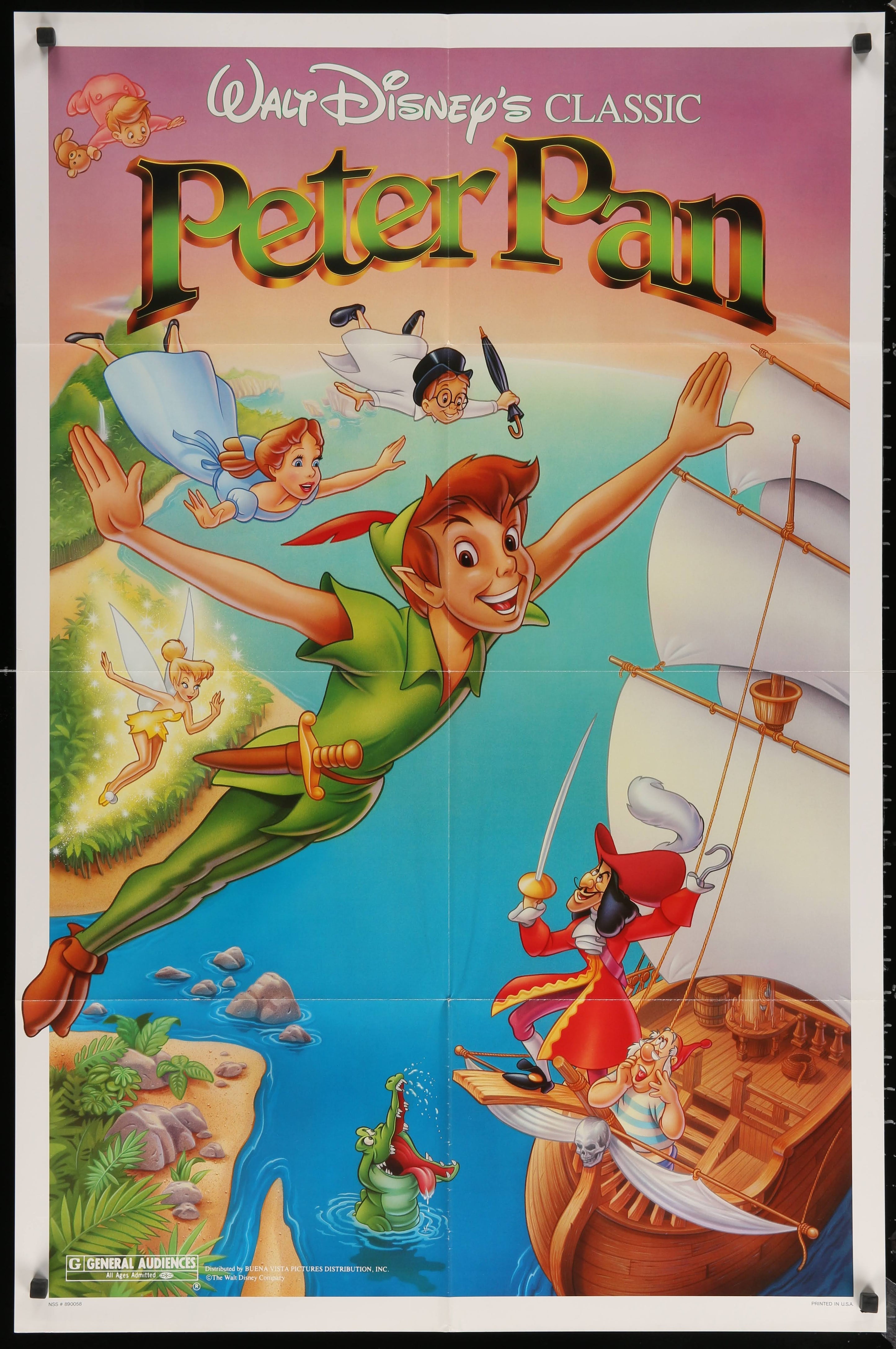 Walt Disney's Peter Pan Vintage US One Sheet (R 1989) – posterpalace.com