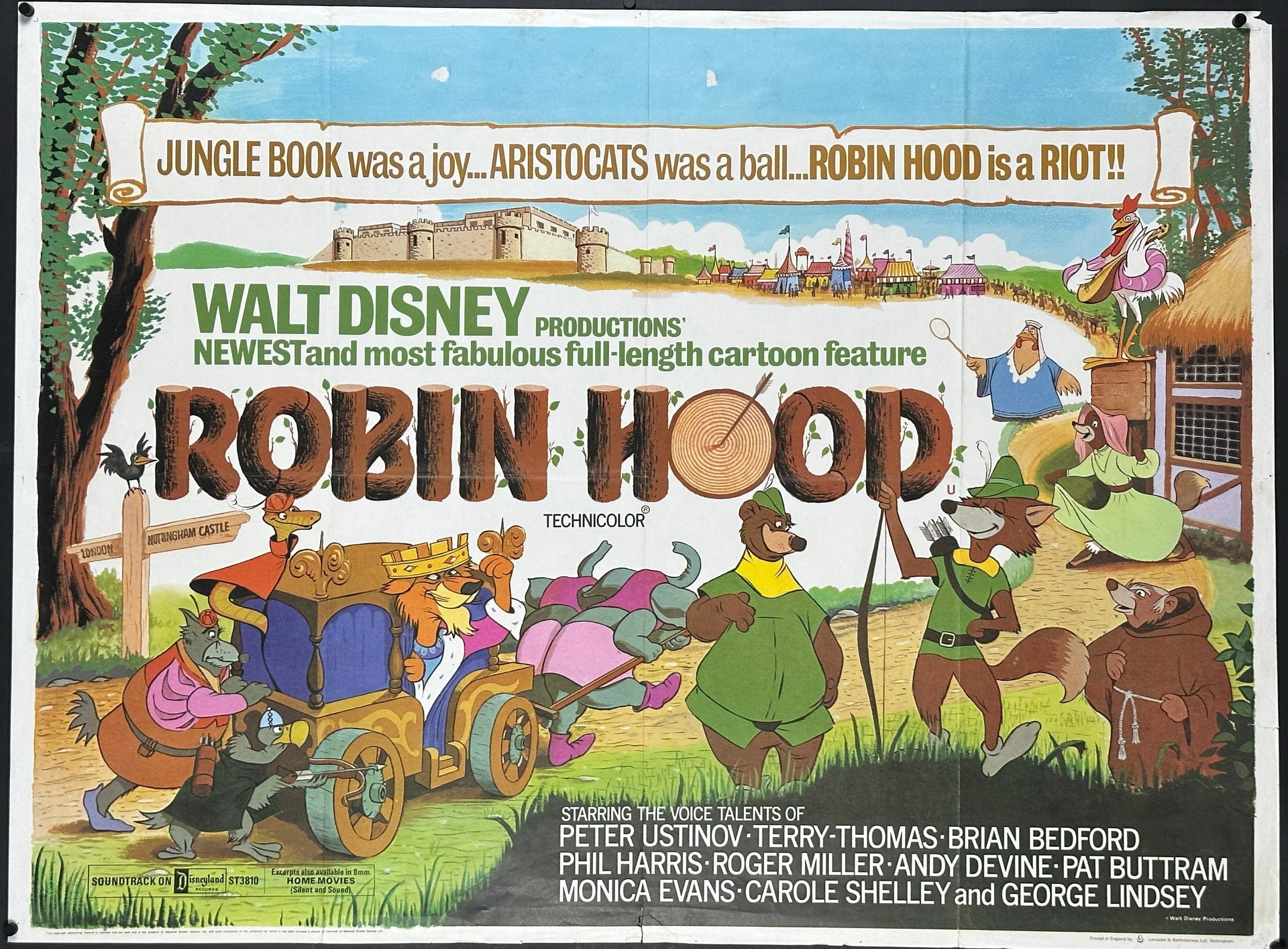 Disney Robin Hood Filmposter Robin Hood 1973 UK Door Panel/Insert Film