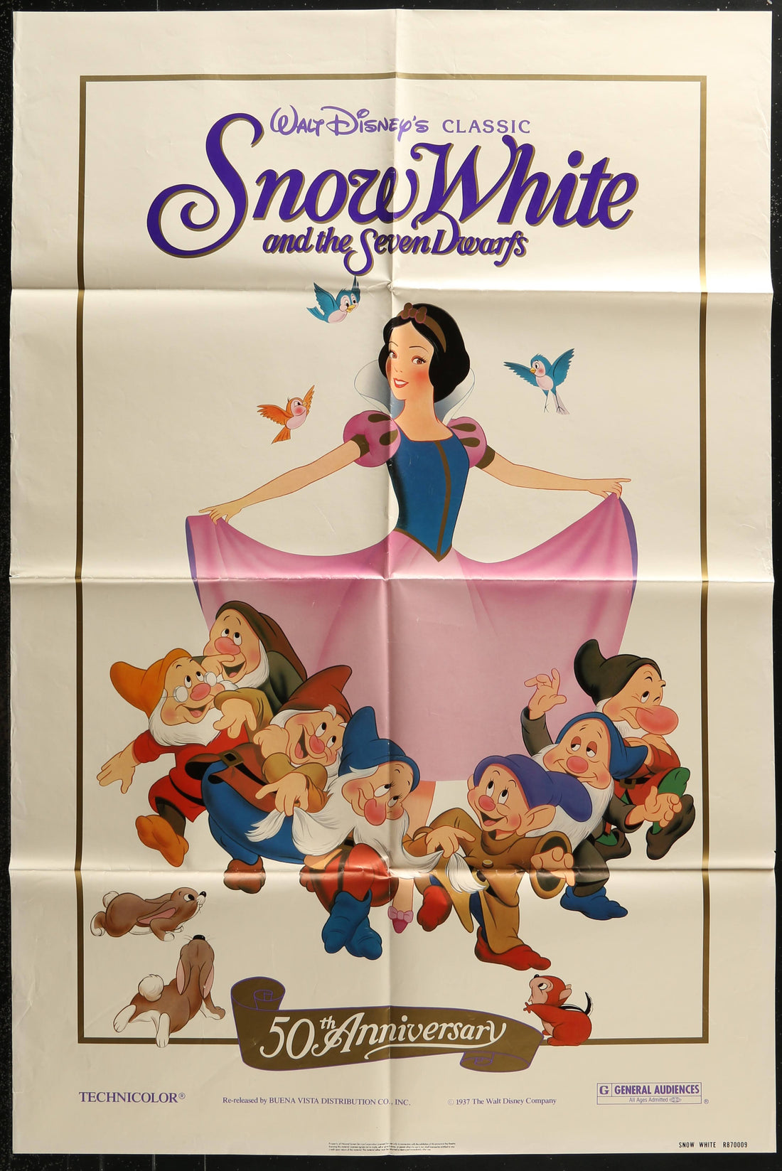 Walt Disney's Snow White And The Seven Dwarfs Vintage US One Sheet 50t ...