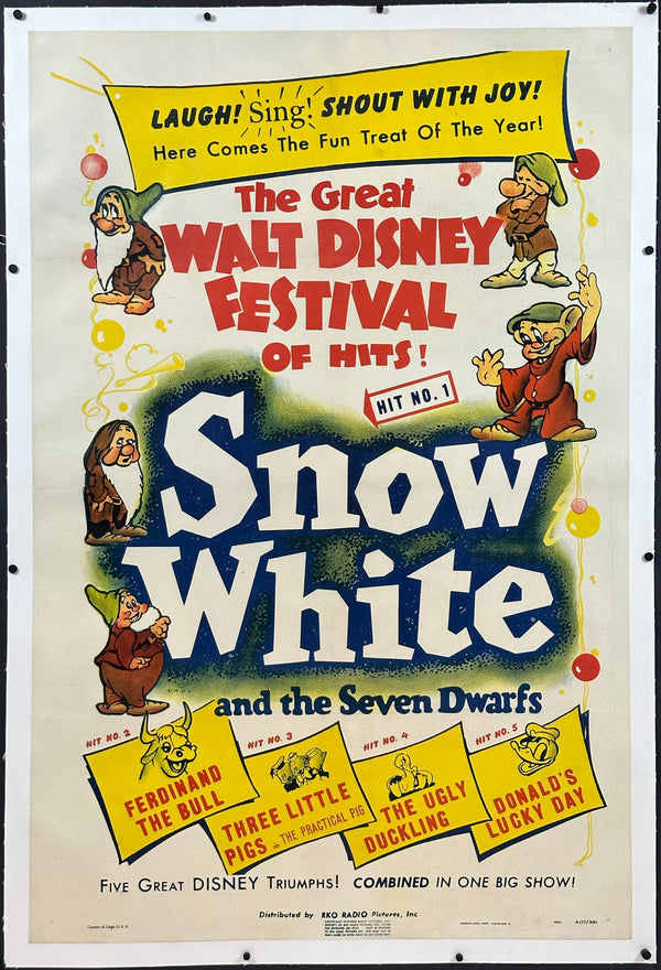 Walt Disney's Snow White And The Seven Dwarfs Vintage US One Sheet (R – posterpalace.com