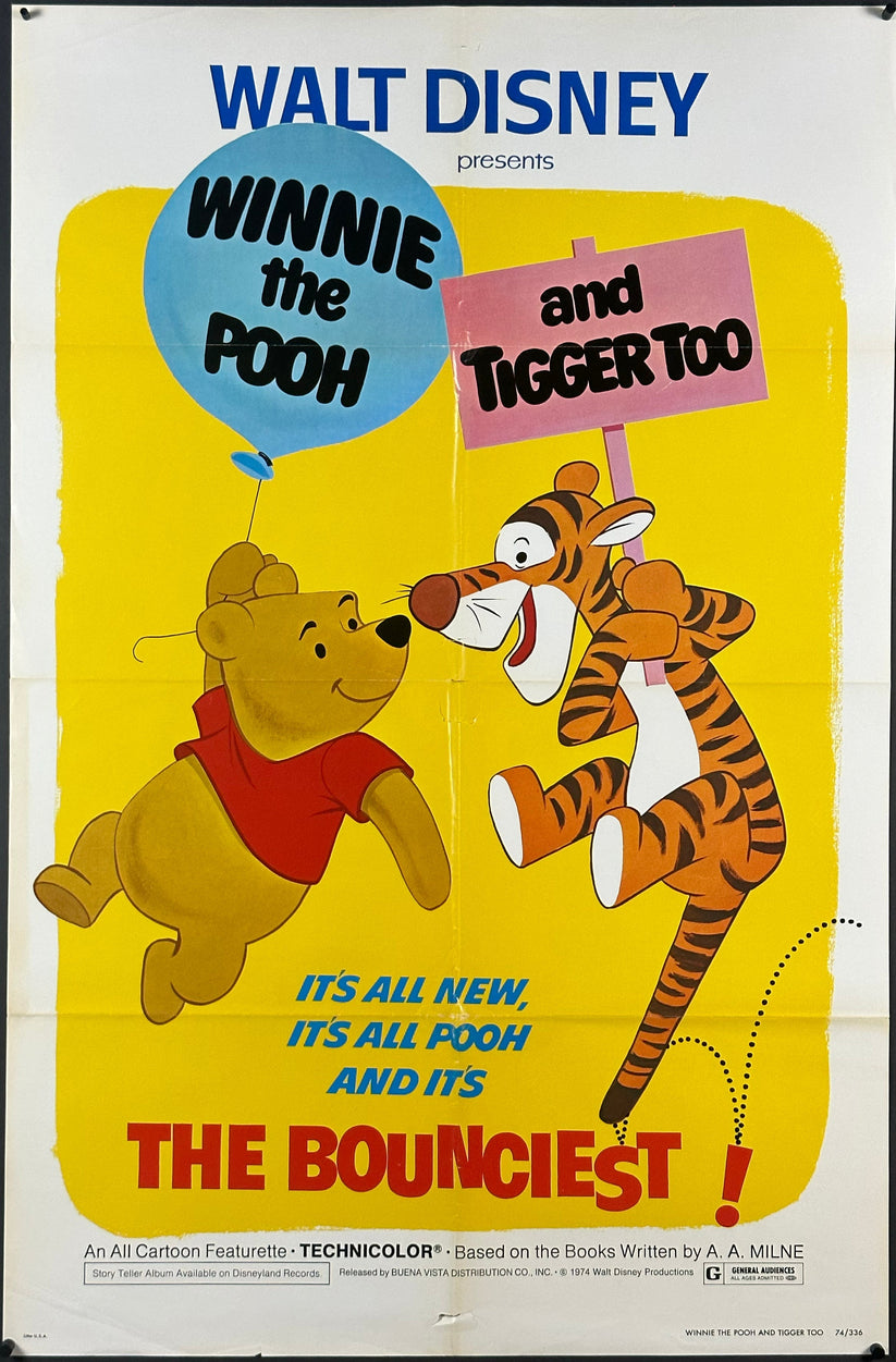 Winnie The Pooh And Tigger Too Vintage US One Sheet (1974) - ORIGINAL ...